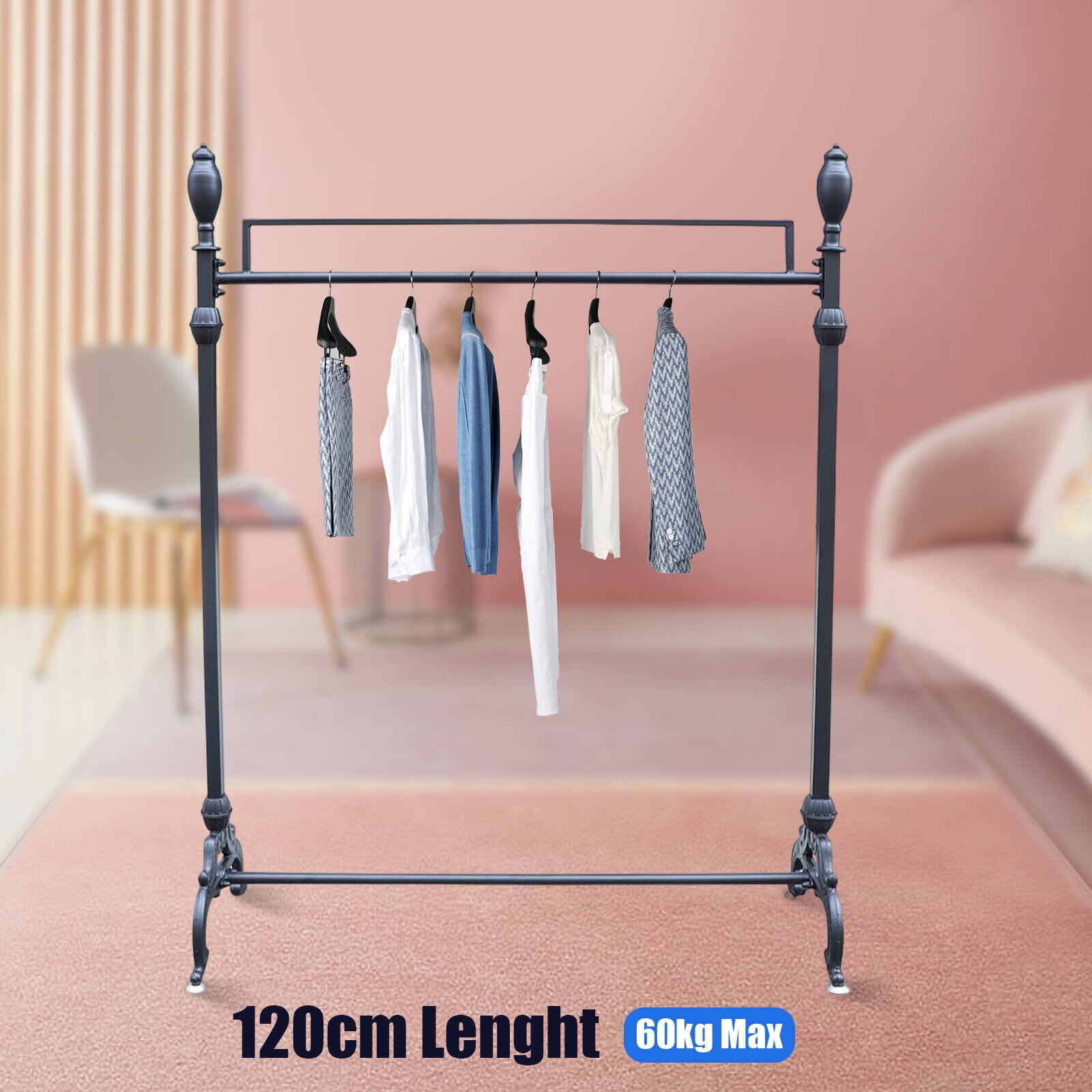 Boutique Iron Rack with Sturdy Base Garment Storage Clothes Clothing ...