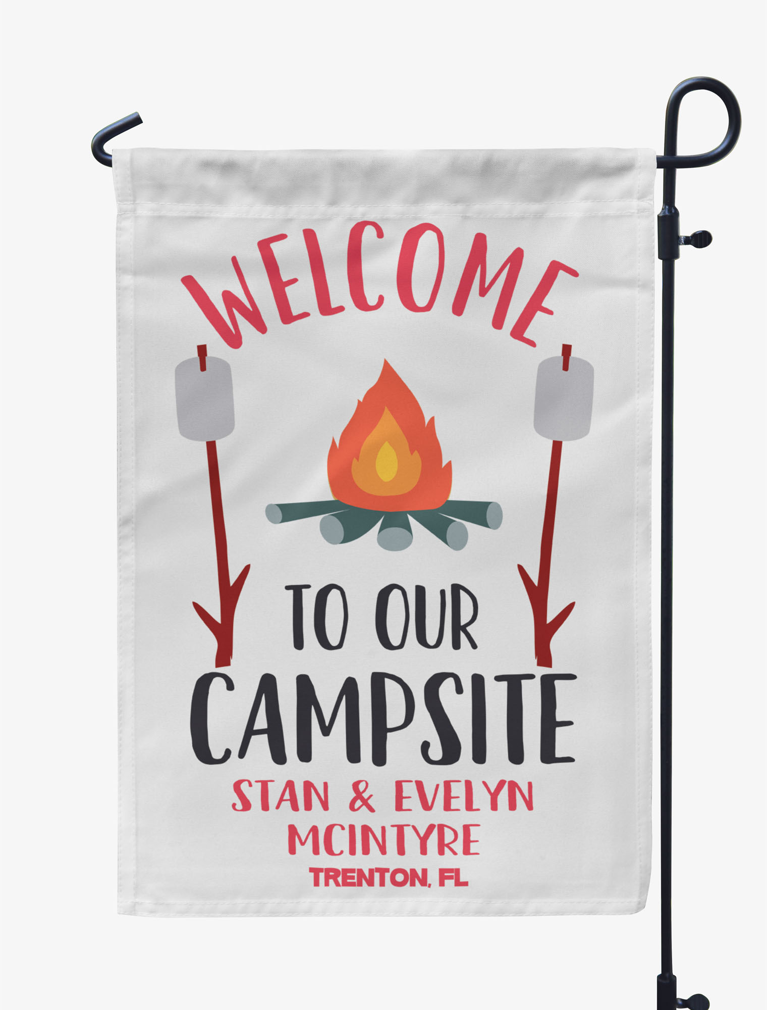 Printtoo White Welcome To Our Campsite Outdoor Camping Flags ...