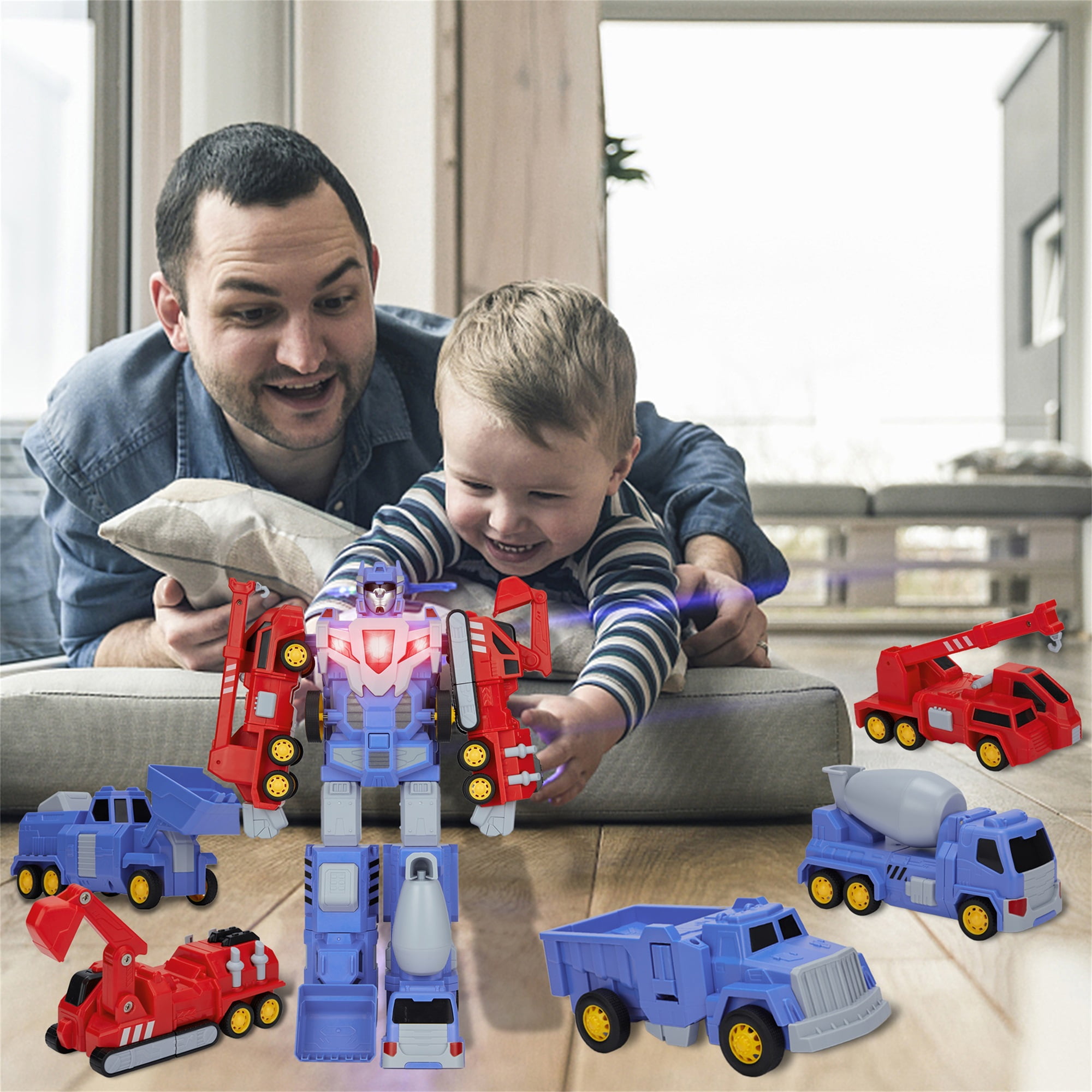 KingShop 5-in-1 Robot Car Toys Construction Vehicles Transform Robot ...