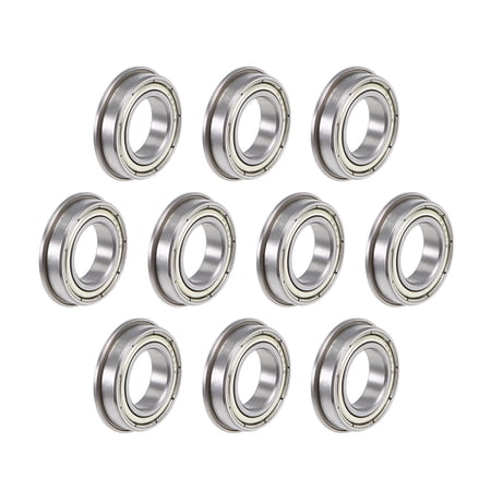 F6801ZZ Flange Ball Bearing, 12x21x5mm Shielded Chrome Bearings 10pcs ...