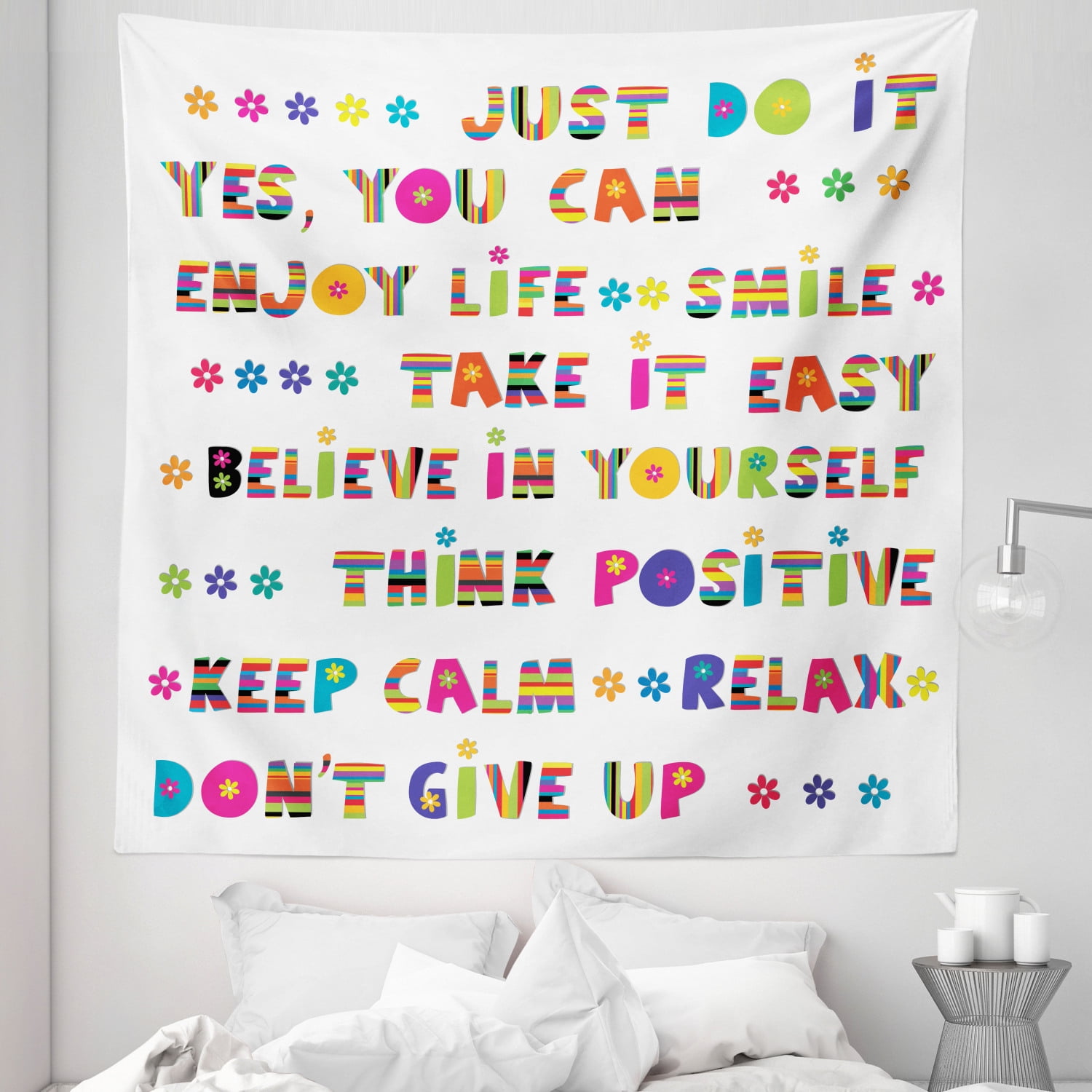 Colorful Tapestry, Slogans with Cheerful Funny Typography Design with ...