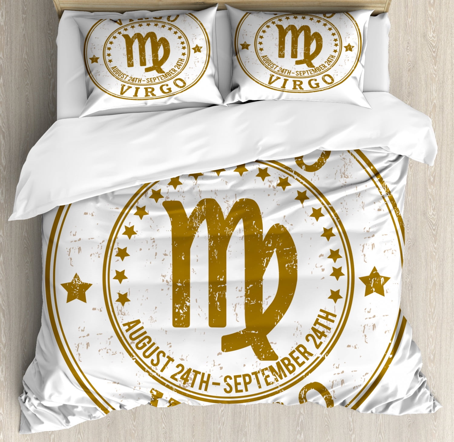 Zodiac Virgo King Size Duvet Cover Set, Astrology Grunge Rubber Stamp ...