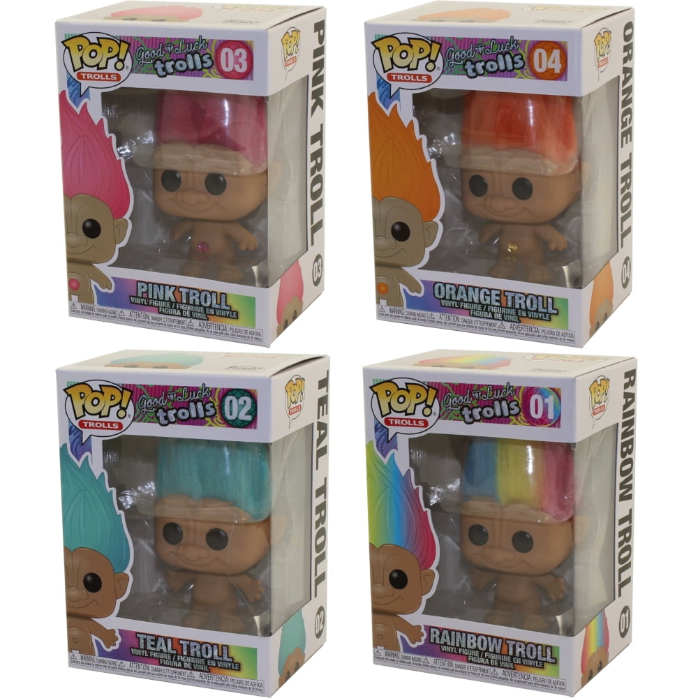 Funko POP! Trolls Vinyl Figure - SET OF 4 TROLLS (Teal, Rainbow, Pink ...