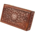 Ajuny Hand-Carved Wooden Keepsake Box with Hinged Lid, Floral Carvings ...