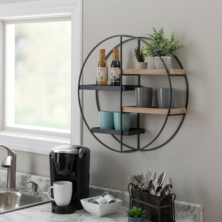 Round shelving wall unit store