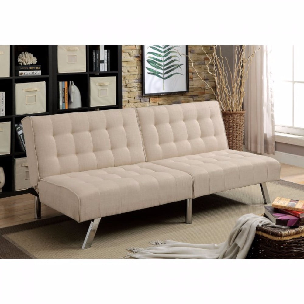Arielle Contemporary Futon Sofa, Beige - Walmart.com