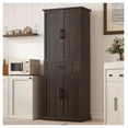 71" Kitchen Pantry Cabinet, Farmhouse Storage with LED Light ...