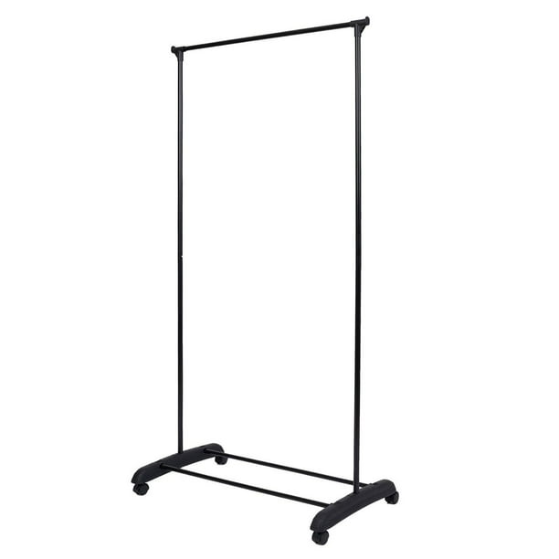 Mainstays Simple Single Rod Garment Rack, Black, Assembled size: 35in ...
