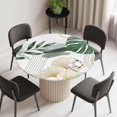 Bohemia Leaf Round Fitted Table Cover Boho Abstract Botanical Green ...