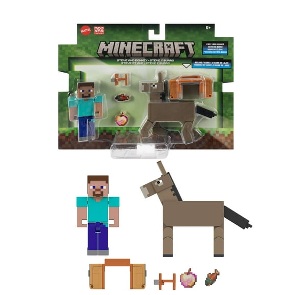 Minecraft Steve Action Figure & Accessories, 4-inch Toy Set Inspired by ...