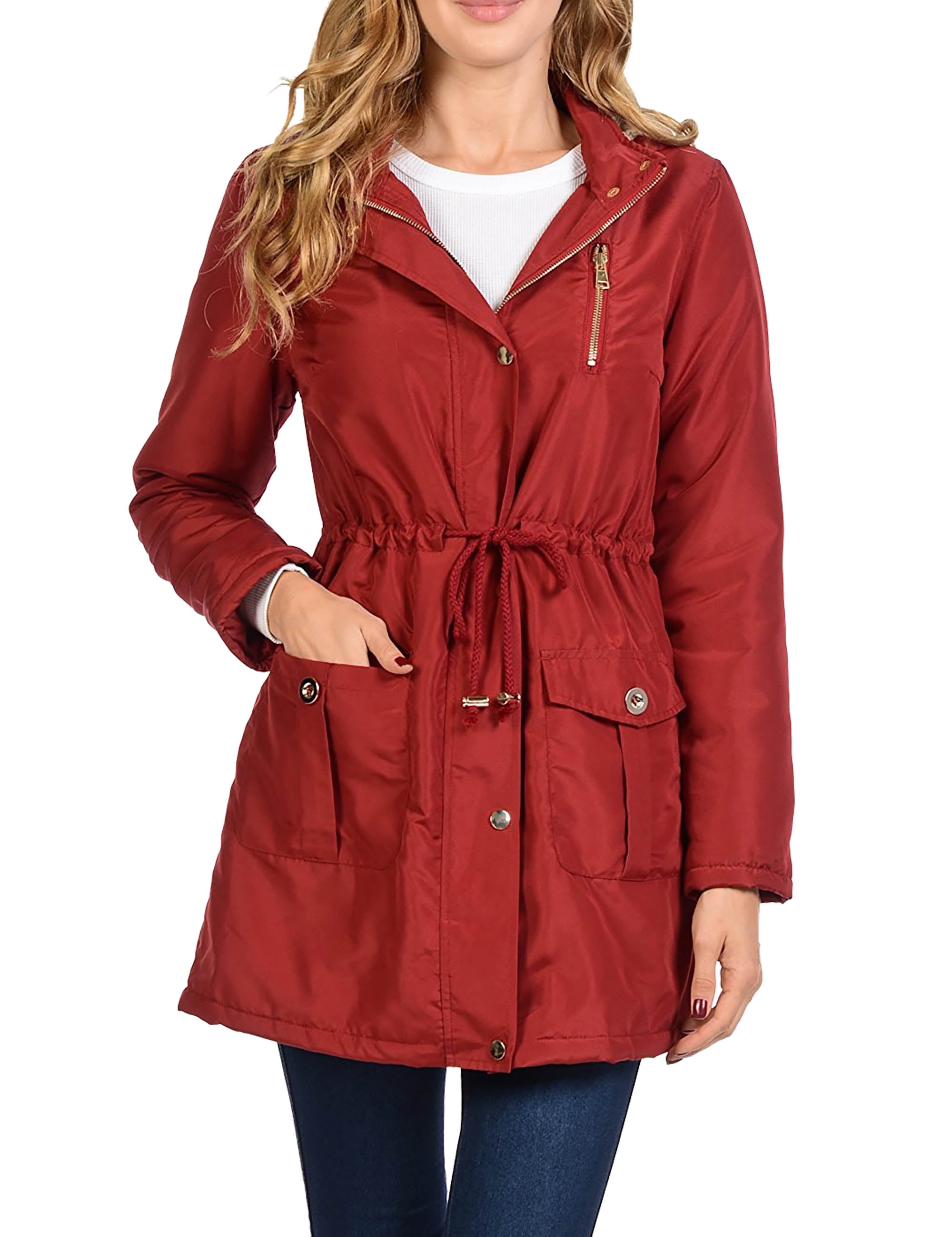 Ma Croix Womens Lightweight Parka Fur Lined Coat Hooded Anorak Jacket ...