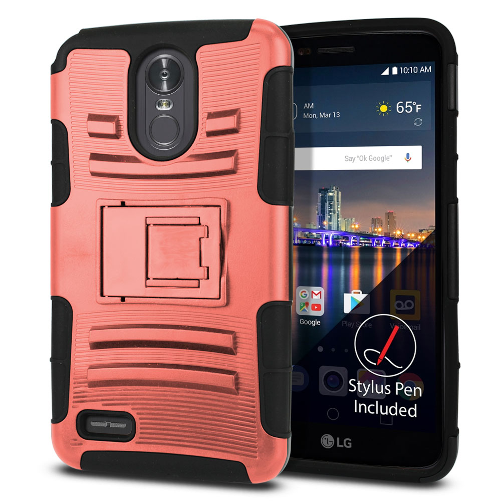 FINCIBO Dual Layer Hybrid Armor Case Cover Stand for LG Stylo 3 Stylus ...