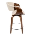 Contemporary Home Living Set of 2 Walnut Wood and Cream Fabric Swivel ...