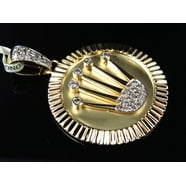 10K Yellow Gold Trident Maserati Logo 2" Canary And White Diamond ...