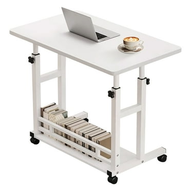 Zimtown Adjustable Mobile Side Table with Wheels, Small Space Rolling ...