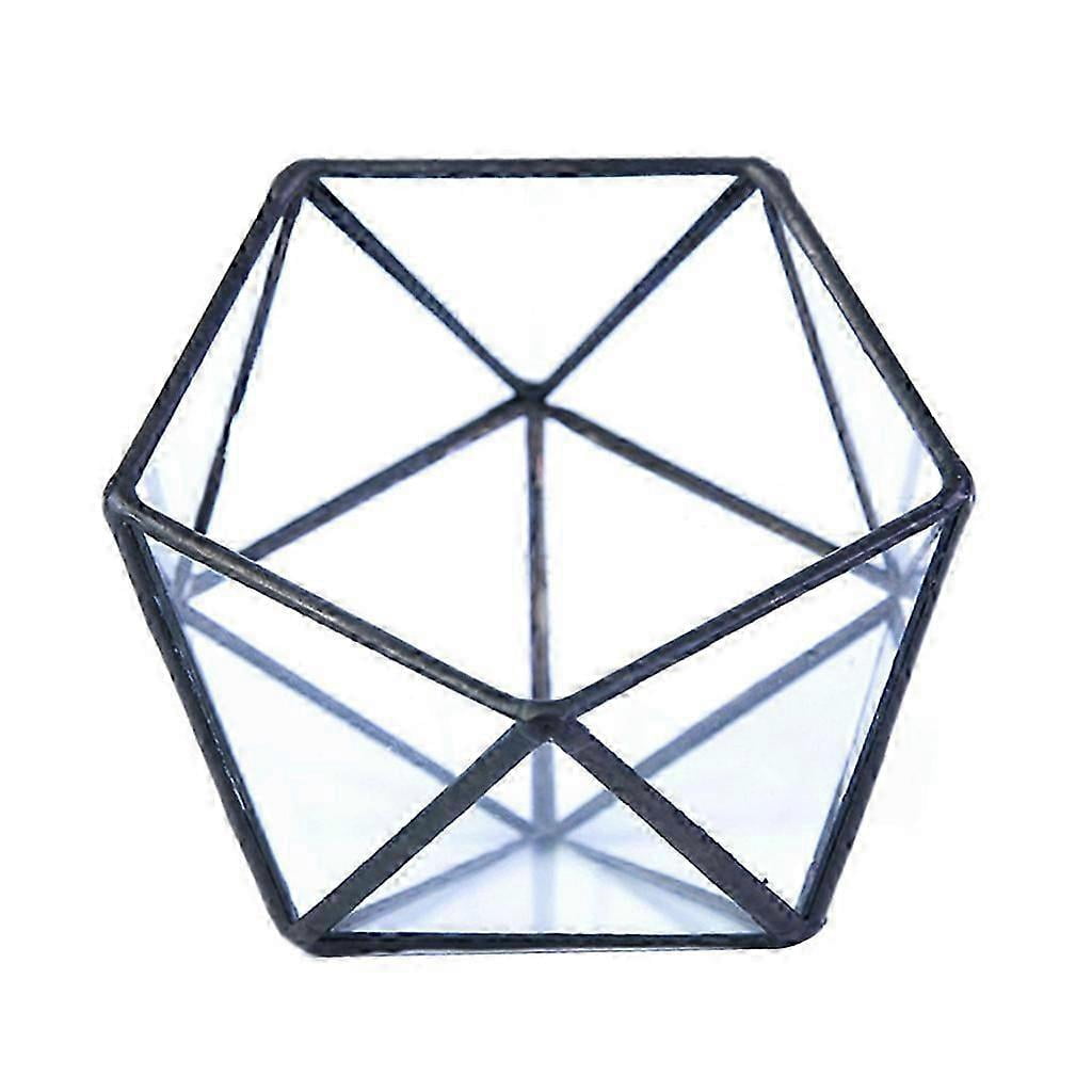 Gold Black Glass Geometric Terrarium Planter Pentagon Container Modern ...