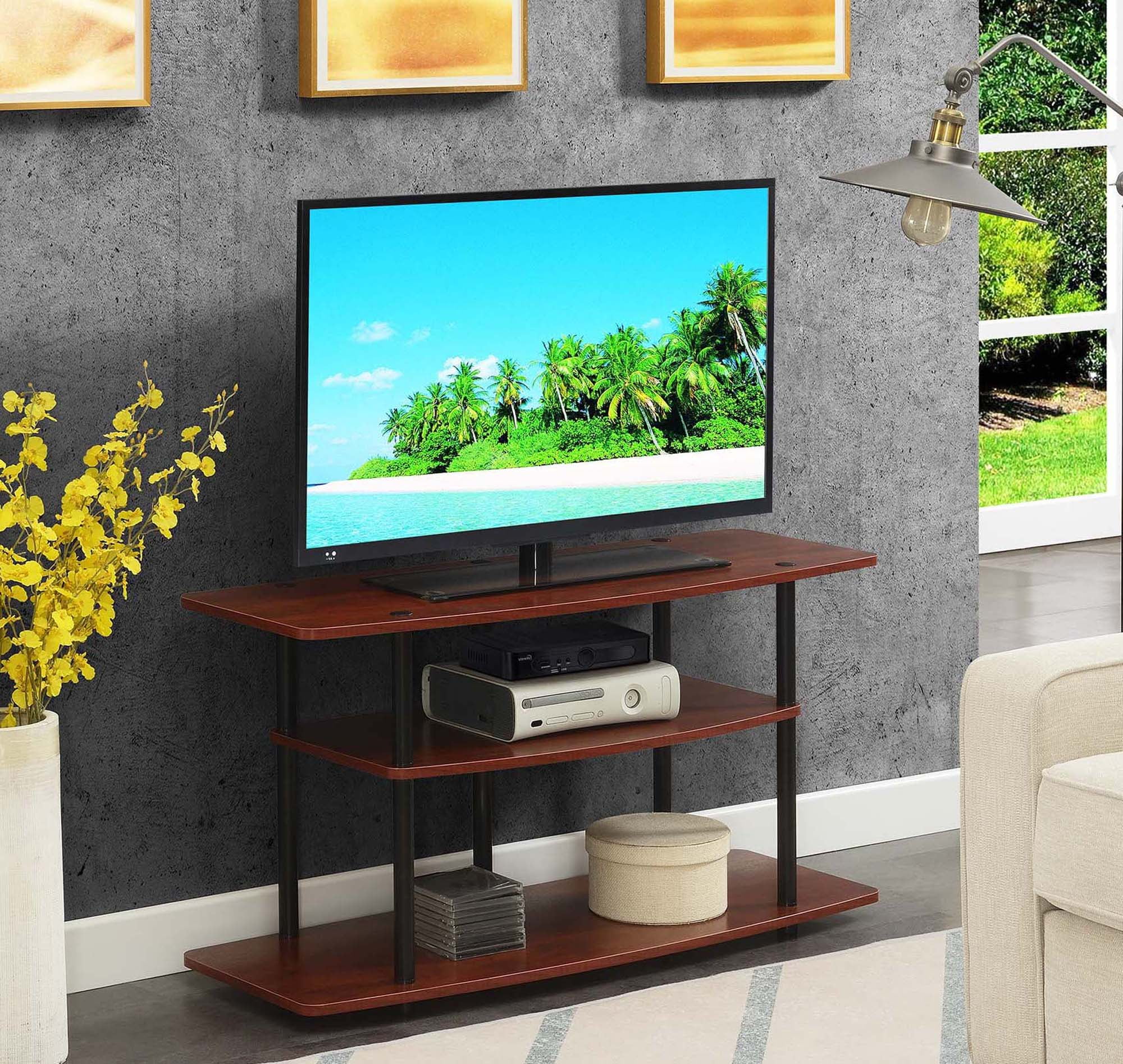 Convenience Concepts Designs2Go No Tools 3 Tier Wide TV Stand, Cherry ...