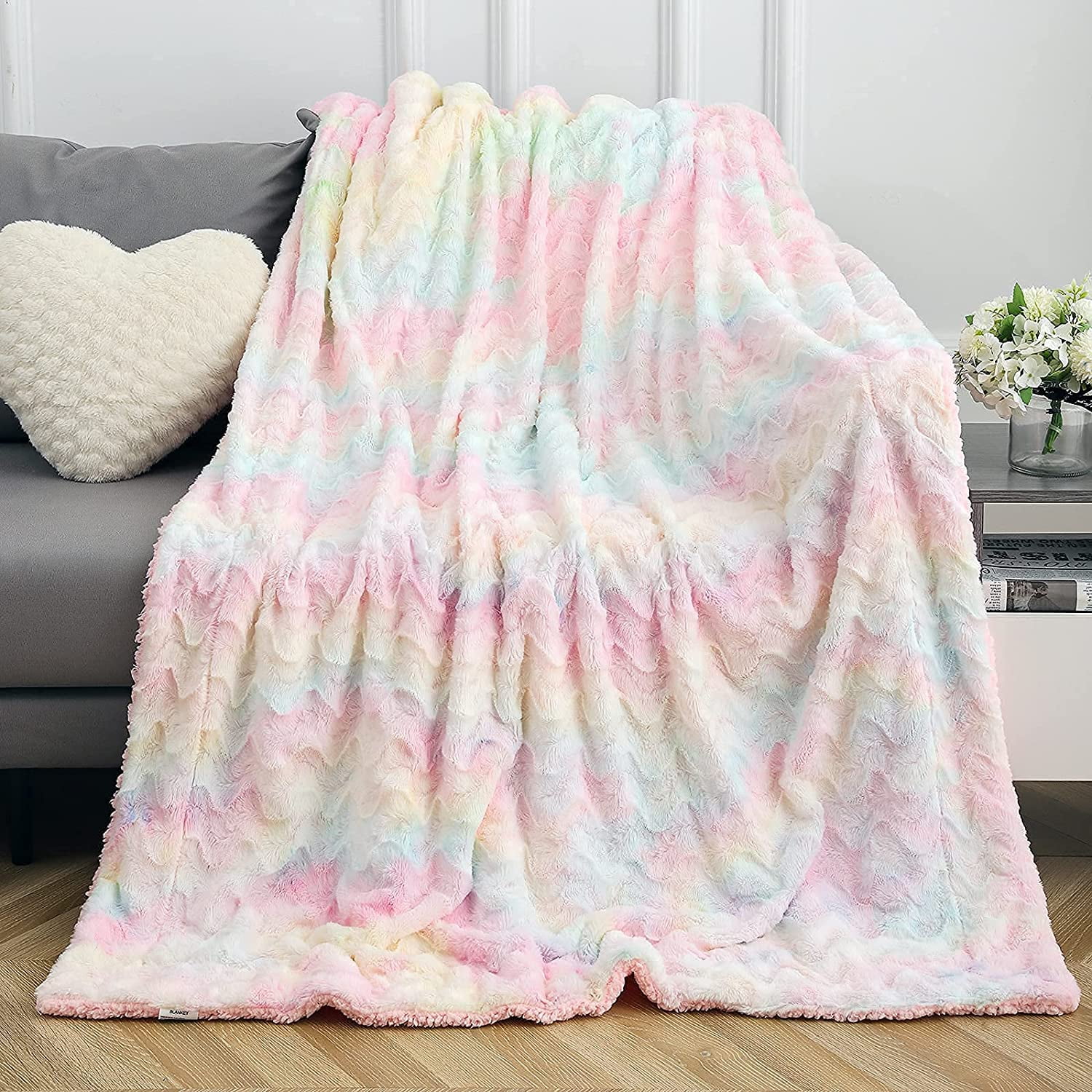 Lochas Rainbow Throw Blanket Colorful Soft Blanket ,Warm Cozy Luxurious ...
