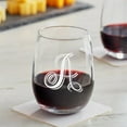 Wear The Logo 15.25 Oz. Clear Letter A Cursive Monogram Stemless Wine ...