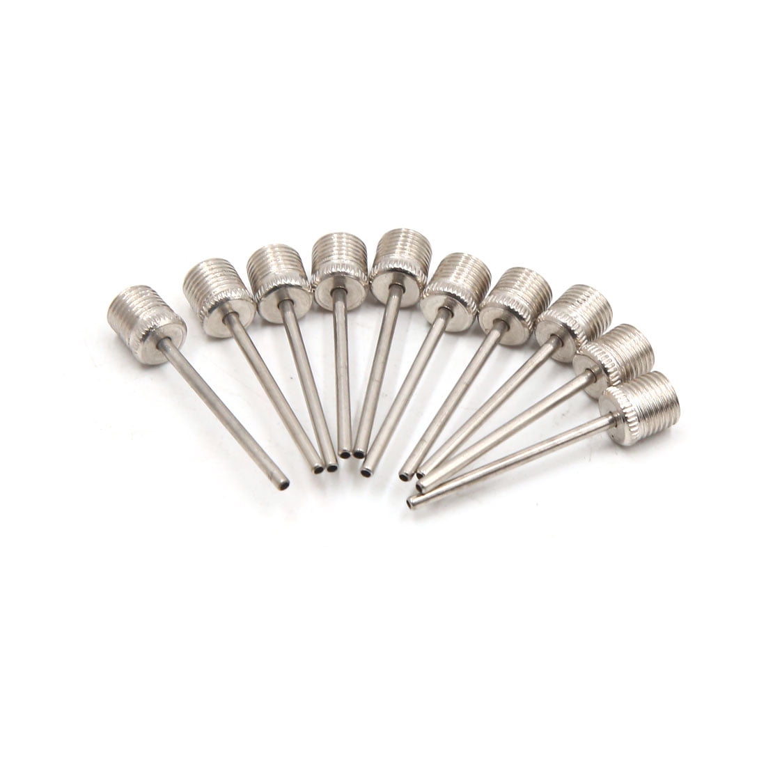 Air Pump Inflating Inflator Needle Nozzle 10pcs Silver Tone for Bike ...