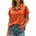 Button Down Short Sleeve Shirts for Women, Soft Collared Summer Blouse ...