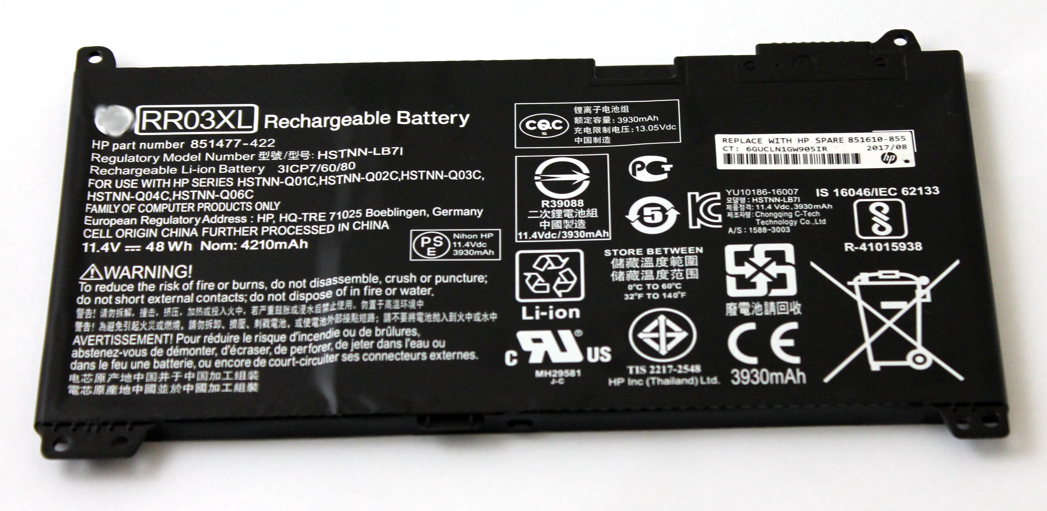 851610-855 Genuine Probook 400 Series 11.4V 48Wh Rechargeable Li-ion ...