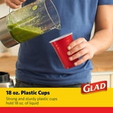 Glad Everyday Disposable 18 Oz. Red Plastic Cups, Strong & Sturdy ...