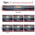 7 Piece Linen Table Runner and Placemats Set, Lantern Moon Lake Night ...