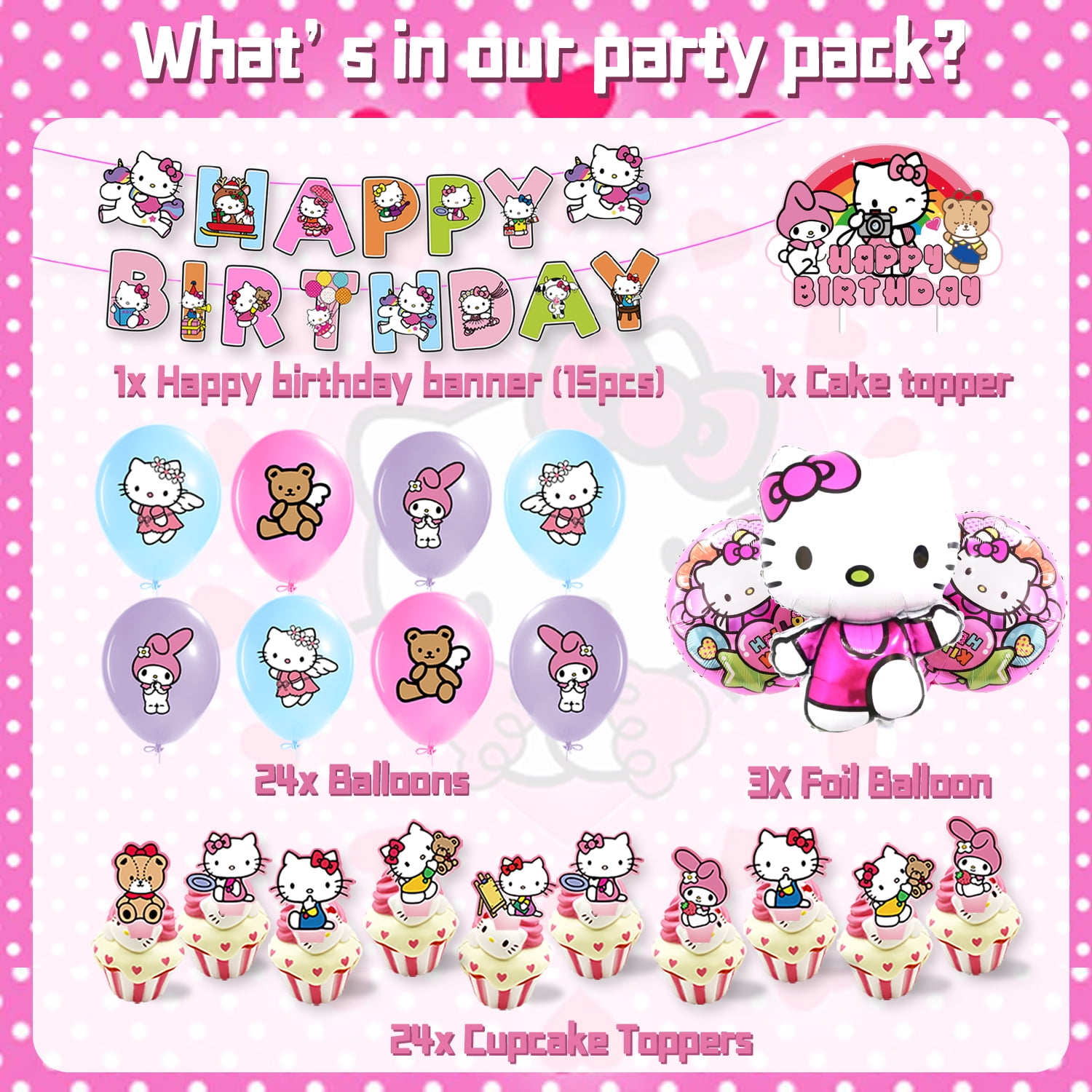 Hello Kitty Birthday Backdrop