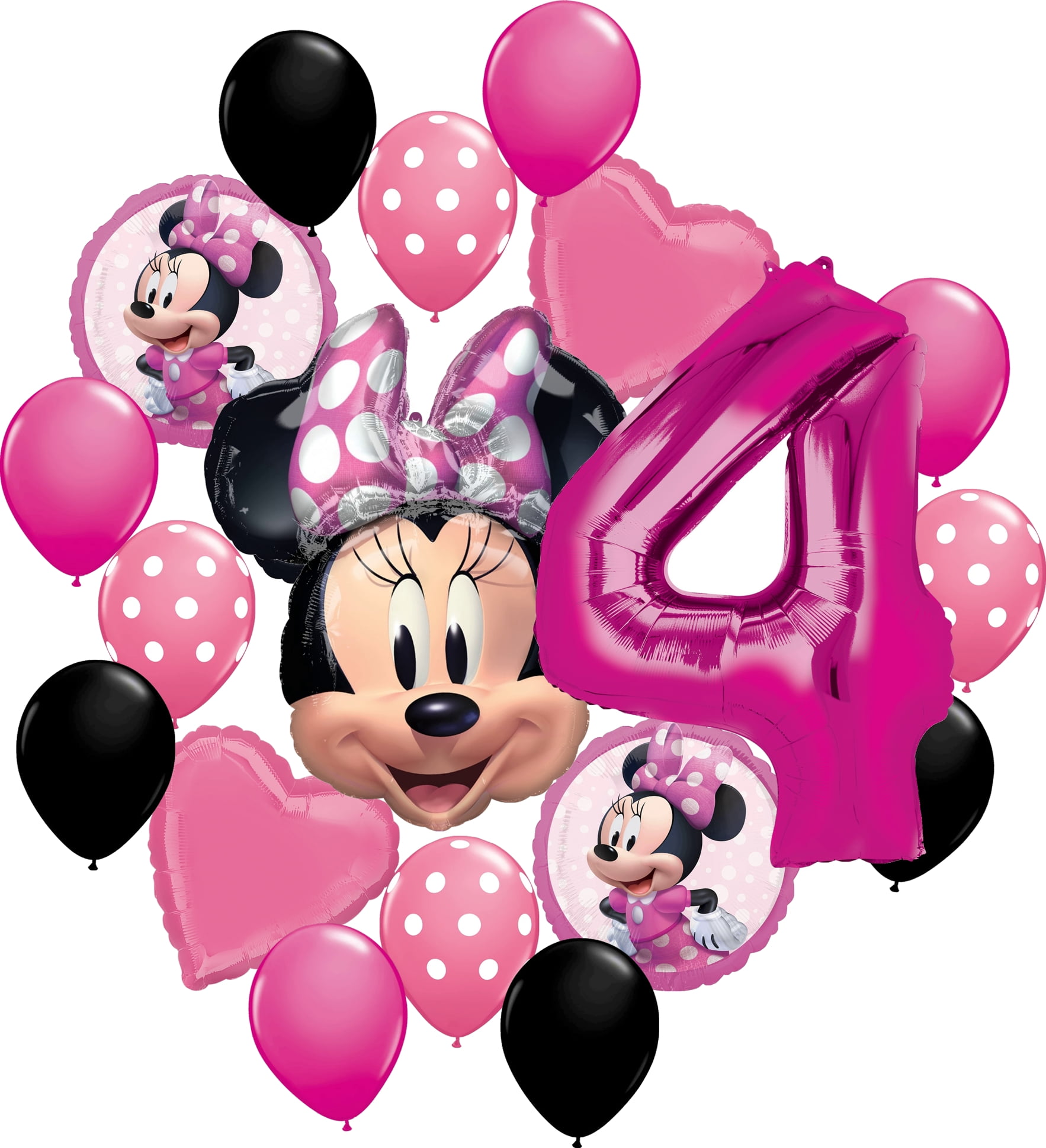 Minnie Mouse Party Supplies 4th Birthday Balloons Bundle with Character ...