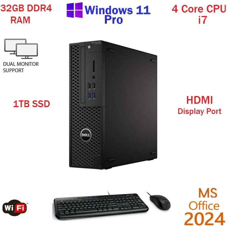 Restored Windows 11 Dell i7 7700 3.6 ghz 1TB SSD 32GB RAM WiFi Desktop ...