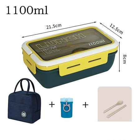 Portable Grid Lunch Box Microwavable Hermetic Bento Box For Work Office ...