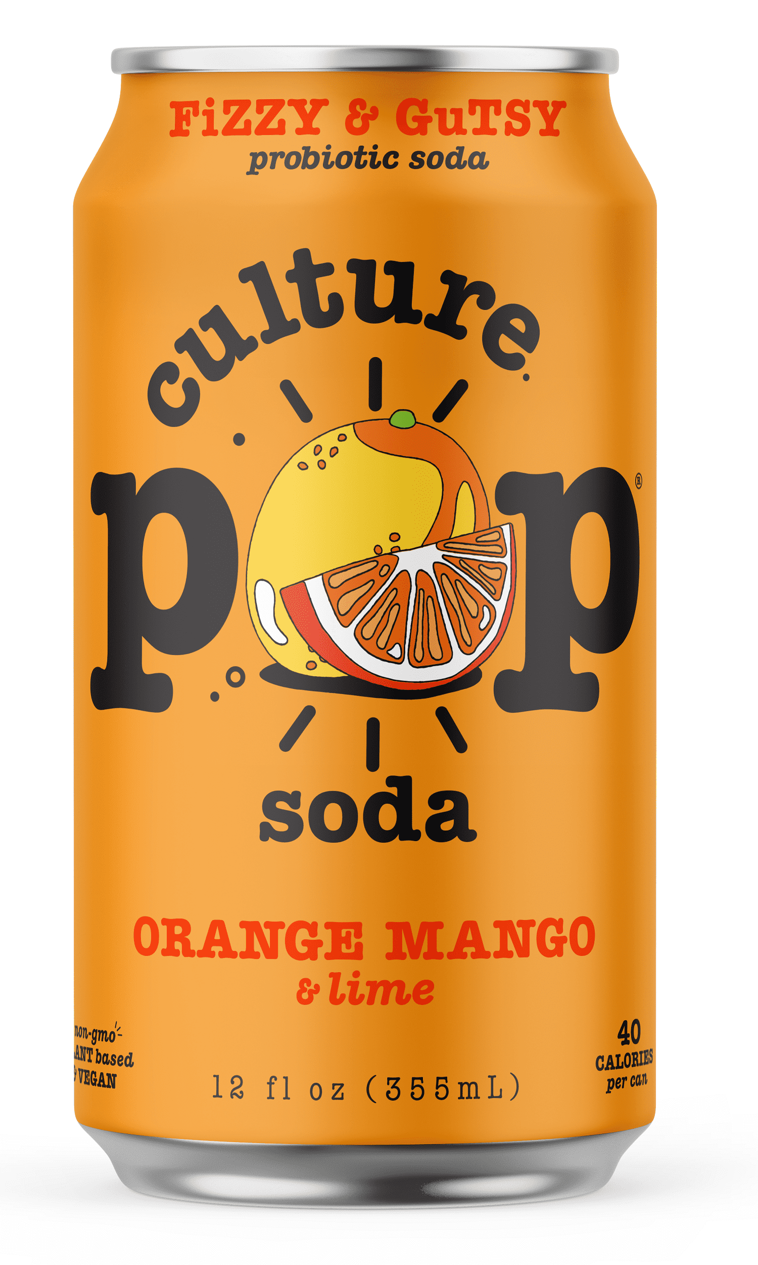 Culture Pop Sparkling Probiotic Soda, Orange Mango, 12 Fl Oz Cans (Pack ...