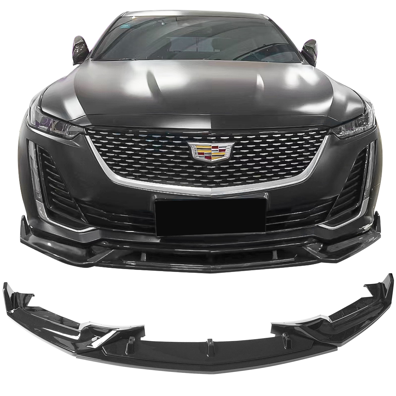 Ikon Motorsports Compatible with 20-23 Cadillac CT5 3PCS Front Bumper Lip Spoiler Kit IKON Style ...