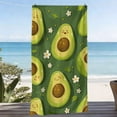 Avocado cartoon character oversized soft beach towel, fresh flower ...