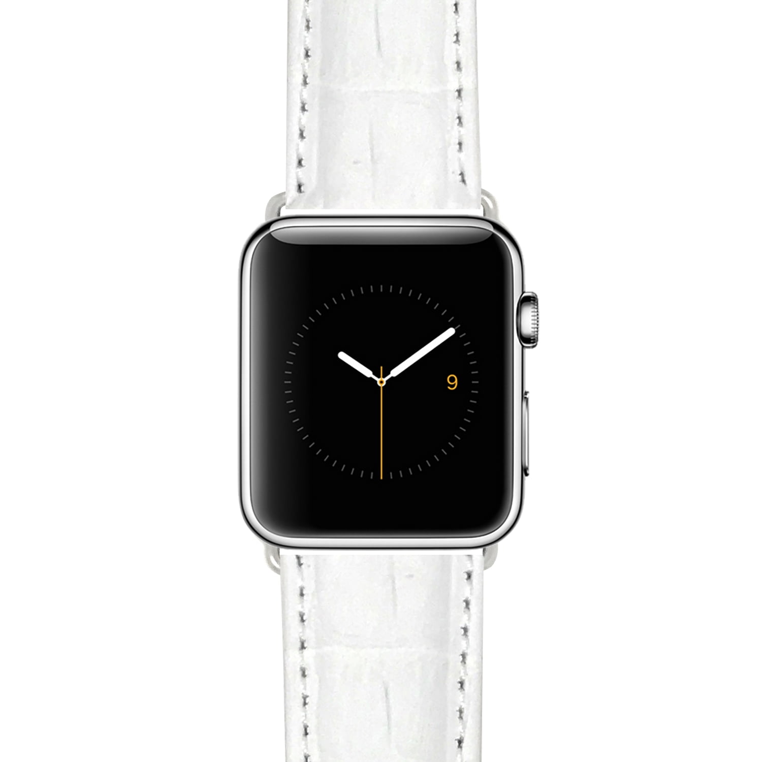 White, Extra Long (XL), Mens' Alligator Style Leather 42mm Apple Watch ...
