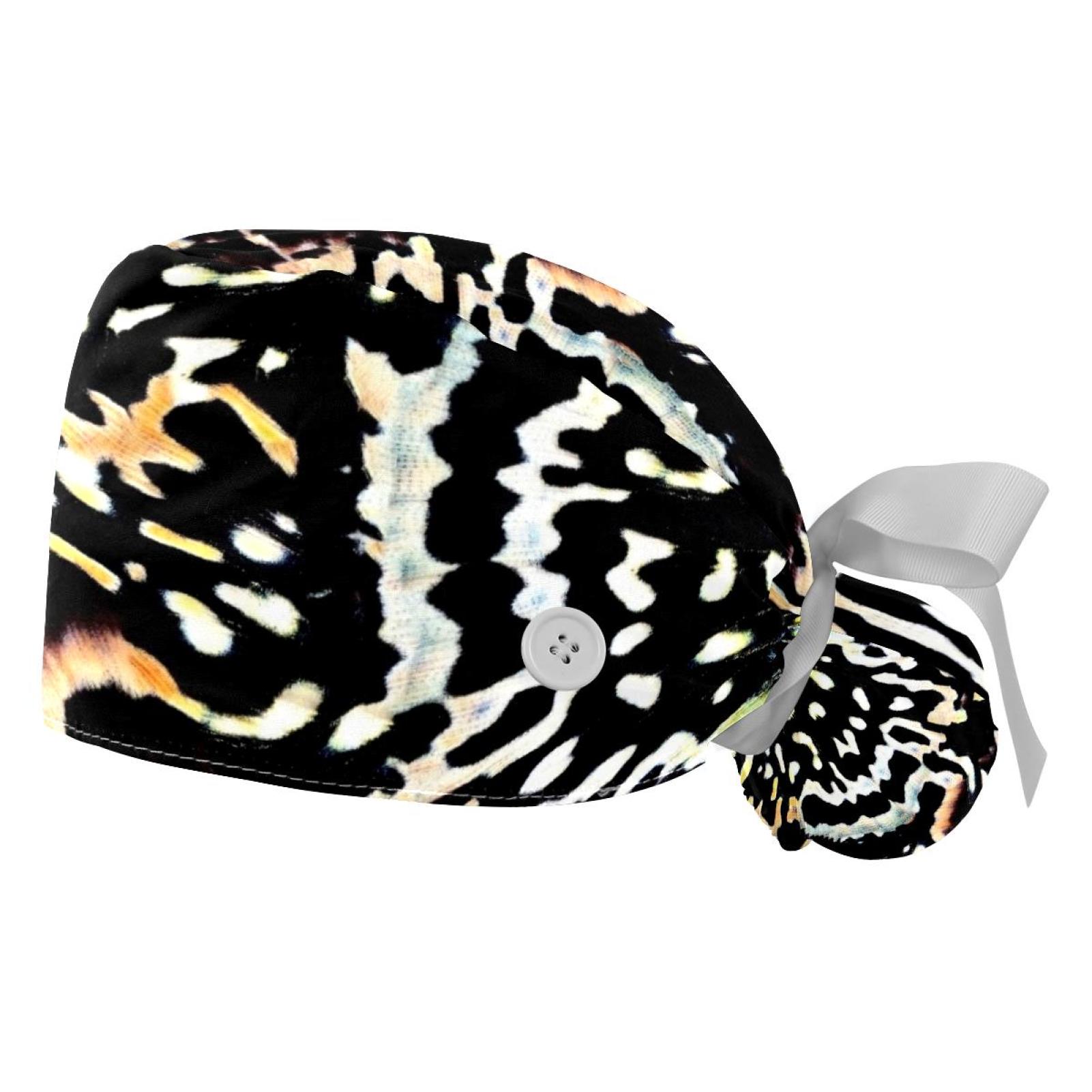 2PCS Long Hair Working Cap with Buttons and Sweatband Ribbon Tie Back ...