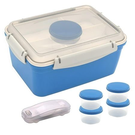 Salad Lunch Container,64oz Double Layer Lunch Box Salad Container With ...