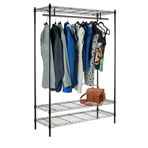 18" Deep x 30" Wide x 63" High 3 Tier Stationary Black Garment Rack ...