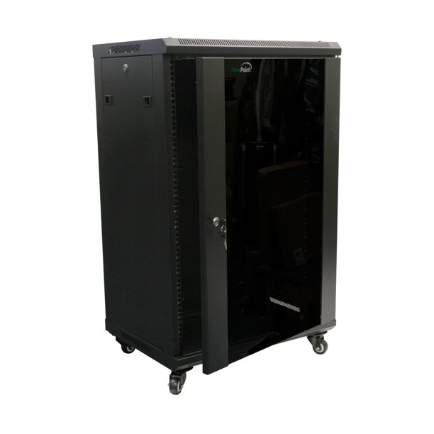 NavePoint 18U Wall Mount Network Server Cabinet Rack Enclosure Glass ...