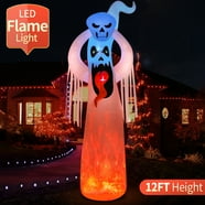Sunstar Halloween Airblown Inflatable LED Pumpkin Reaper Decoration, 5 ...