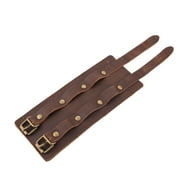 HZMAN Mens Leather Wide Triple Strap Cuff Wrap Gauntlet Wristband ...
