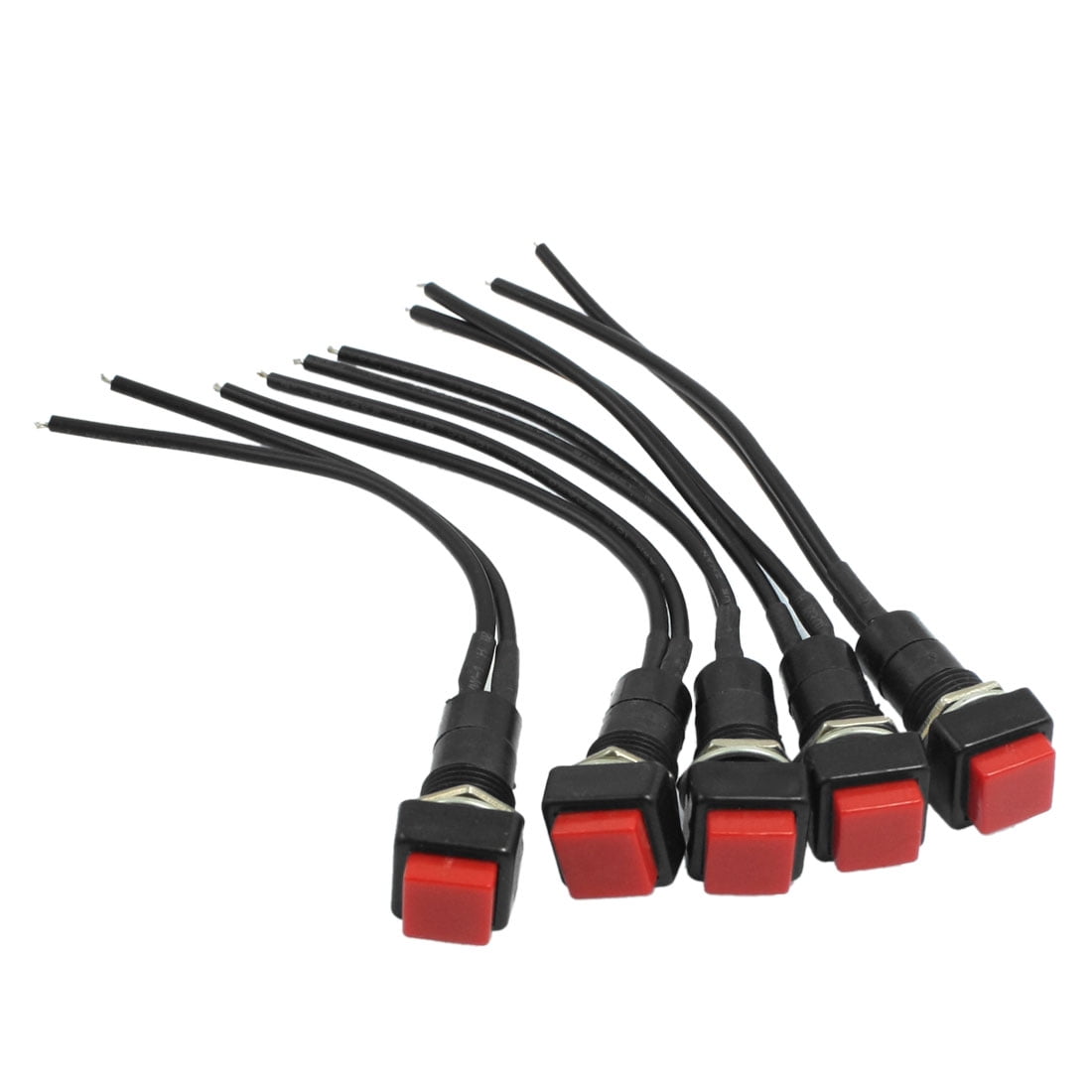 5 x AC 250V 3A 11.5mm Hole 2 Wire Square Momentary Push Button Switch ...
