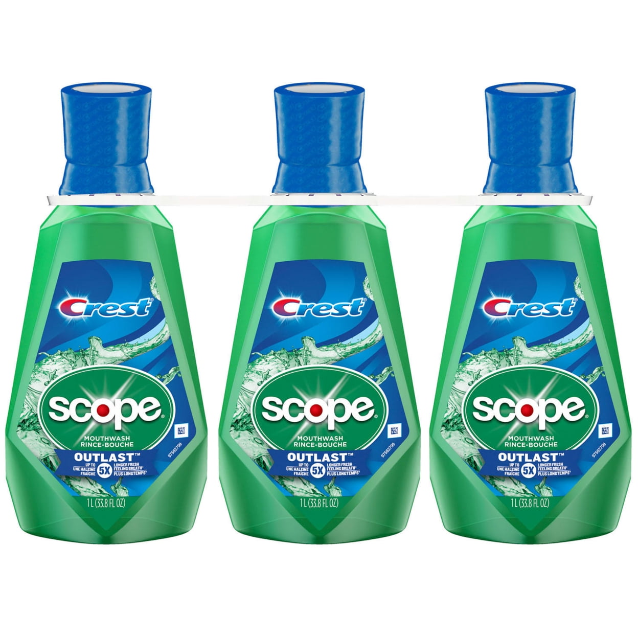 Crest Scope Outlast Mouthwash, Long Lasting Mint, 33.8 Fluid Ounce (3 ...