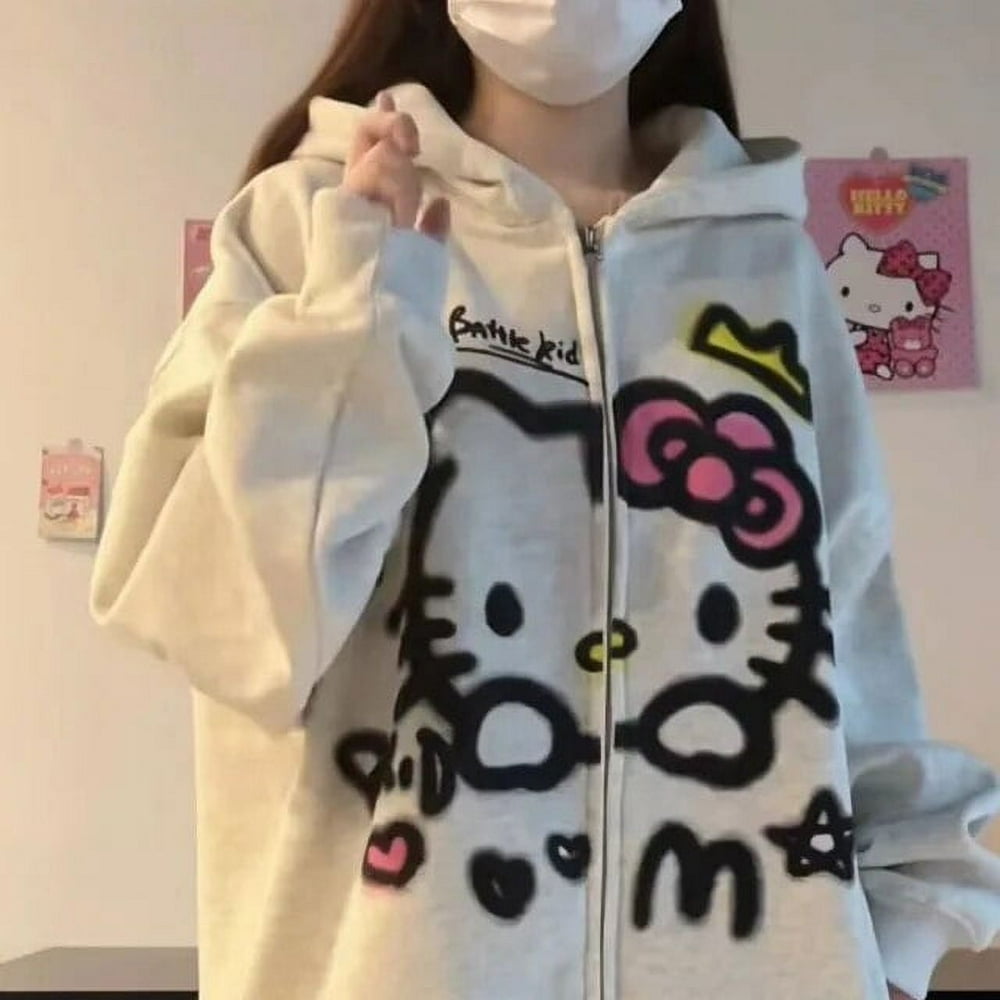 Click here for Sanrio Hello Kitty Zip Up Hoodie Streetwear Women... prices