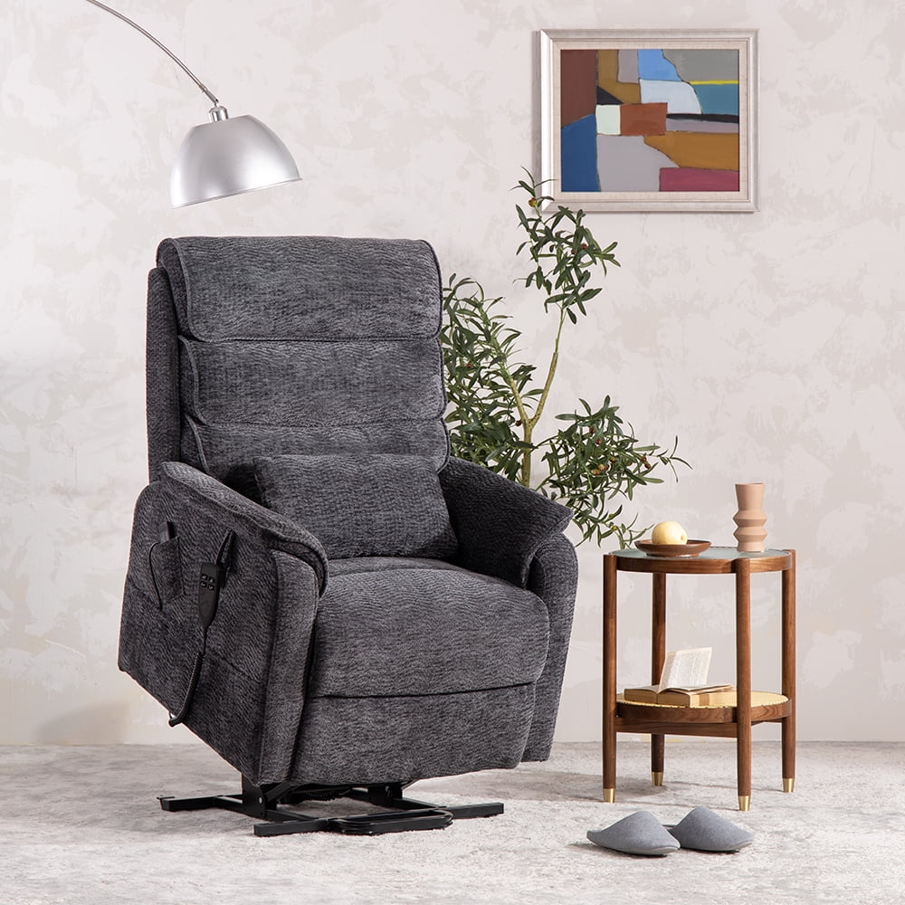 Dual Motor Lift Recliner with Massage Heating (Gray Chenille-9188 ...