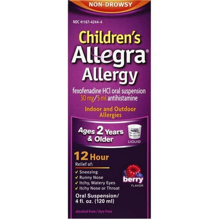 Allegra Children's 12 Hour Non-Drowsy Indoor and Outdoor Allergy Relif ...