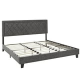 Weston Home Brielle King Bed - Velvet Upholstered - Grey - Walmart.com