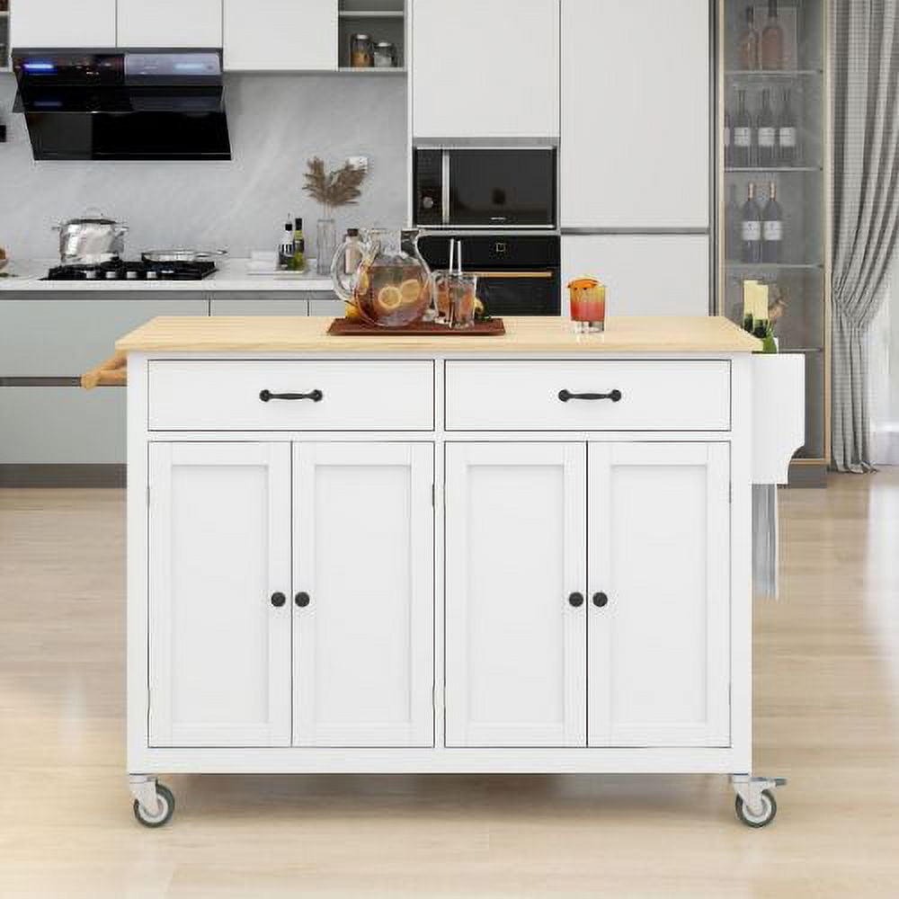 CHURANTY Rolling Kitchen Island Cart on Wheels with Solid Wood Top and ...