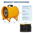 12 Inch Portable Air Mover Blower, 32.8ft Flexible Hose Vent Fan, High ...